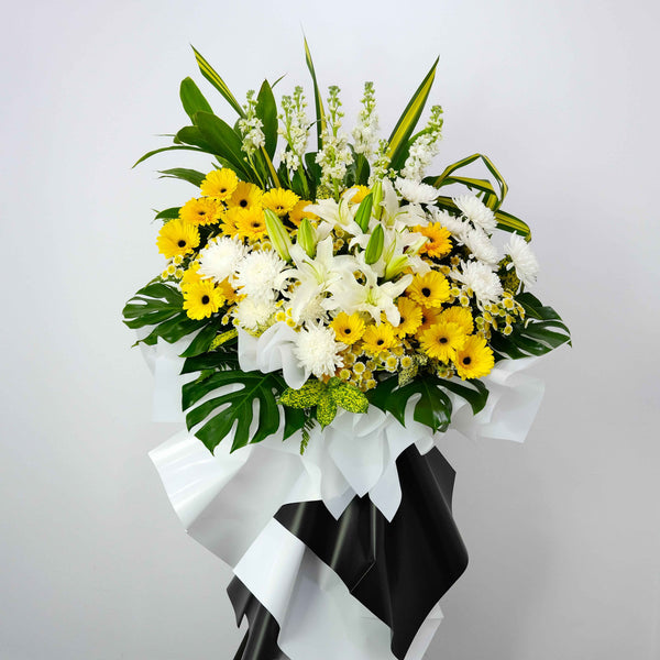 Cadence Condolence Stand | White & Yellow Sympathy Delivery KL ...